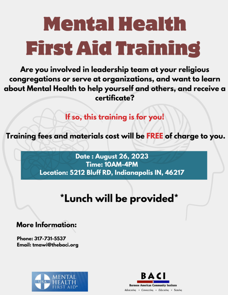Mental Health First Aid Training – The official website of Burmese ...